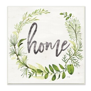 Stupell Home Cursive Plant Vignette With Wood Grain, 12 x 12, Proudly ...