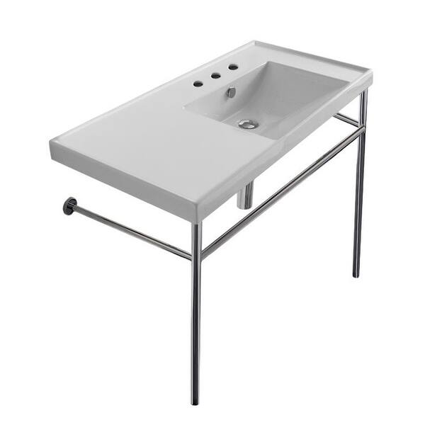 Nameeks Scarabeo 3009-CON-Three Hole ML 36-3/16" Rectangular Ceramic ...