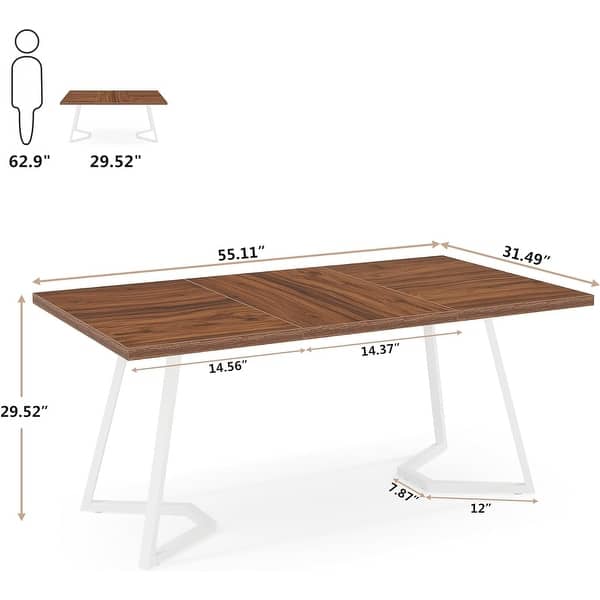 Modern Dining Room Table, 55" Dining Dinner Table for 6 People, Wooden ...