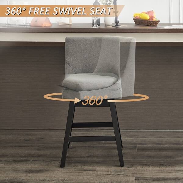 Modern Linen Fabric High Back Counter Stools with Ergonomic Design and ...