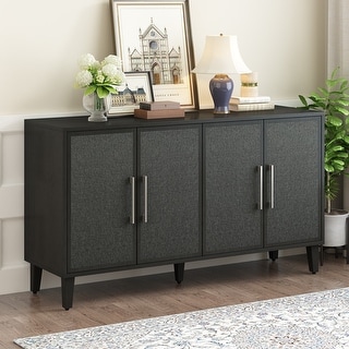 Light Luxury Sideboard Buffet Cabinet with Linen Doors and Adjustable ...