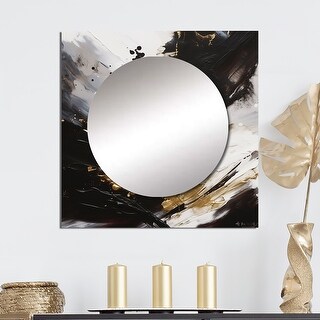 Designart "River Happiness Abstract Gold Black White III" Abstract ...