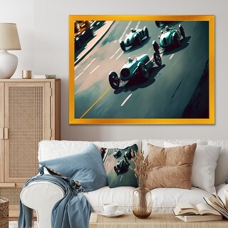 Designart "Retro Race Car In Monaco Street Race III" Exotic Car Framed ...