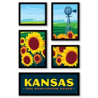 Americanflat Kansas State Pride 5 Piece Grid Wall Art Room Decor Set ...