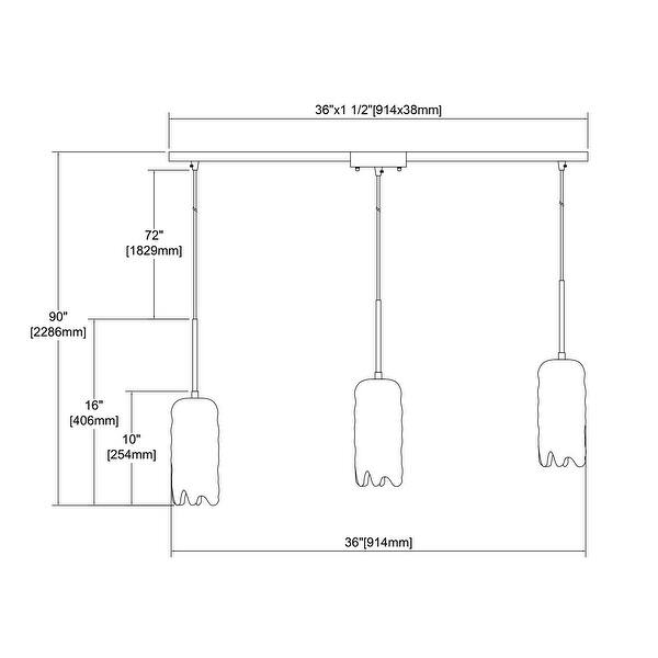 Hand Formed Glass 3-Light Linear Mini Pendant Fixture in Chrome with ...
