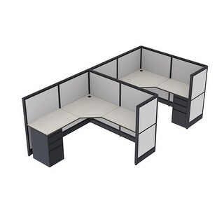 2 Person L Shaped Privacy Cubicles With Storage And Power 6x6x52"H ...