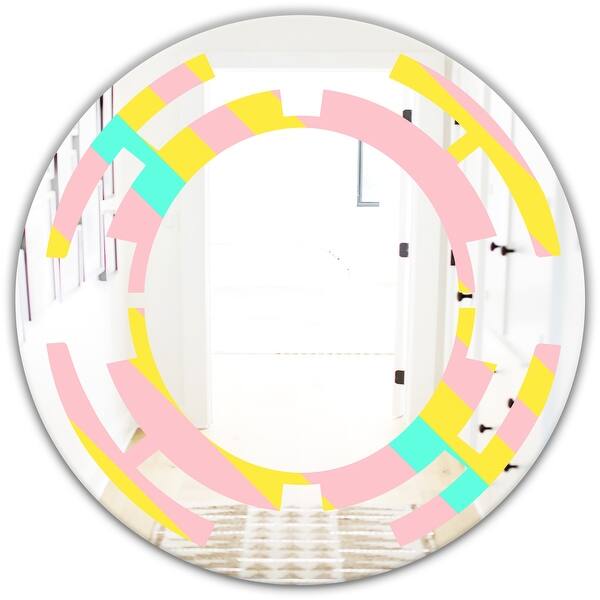 Designart 'Memphis Retro Neon Pattern' Printed Modern Round or Oval ...