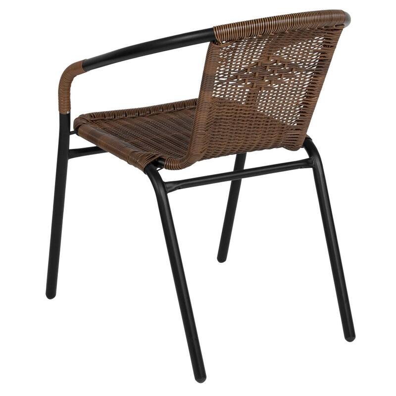 Indoor/Outdoor Stacking Rattan Restaurant Patio Chairs (Set of 4 ...