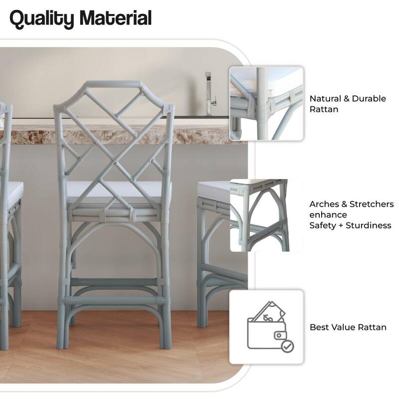 NPD Furniture Kara Rattan Counter Stool (Set of 2) - Overstock - 32171873