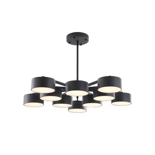 38-Inch Black Metal LED Chandelier With Black Shades - Bed Bath ...