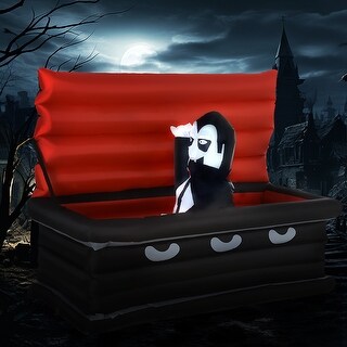 HOMCOM 6' Halloween Inflatable Vampire Emerging from Giant Coffin ...