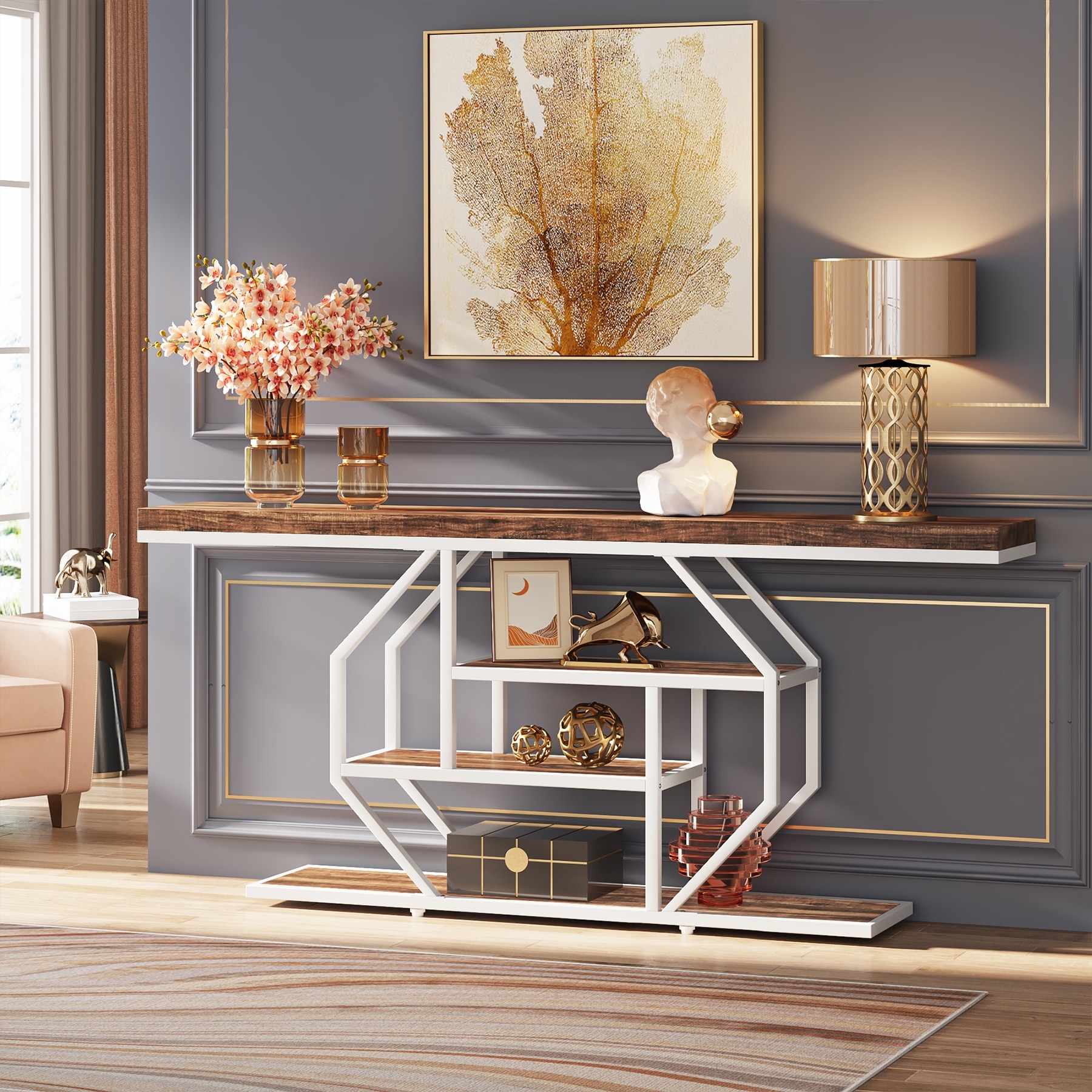 70.9 inch Extra Long Console Table, Modern Behind Couch Sofa Table ...