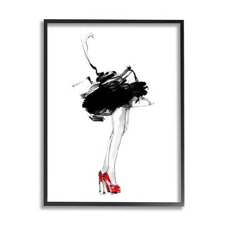 Stupell Abstract Female Fashion Illustration Red Heels Tutu Framed Wall ...
