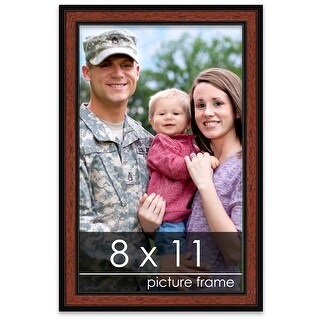 8x11 Traditional Walnut Complete Wood Picture Frame with UV Acrylic ...