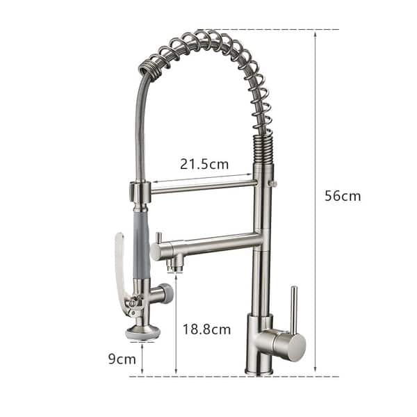 Single Hole Double Spouts Kitchen Sink Faucets with Pull Down Sprayer ...