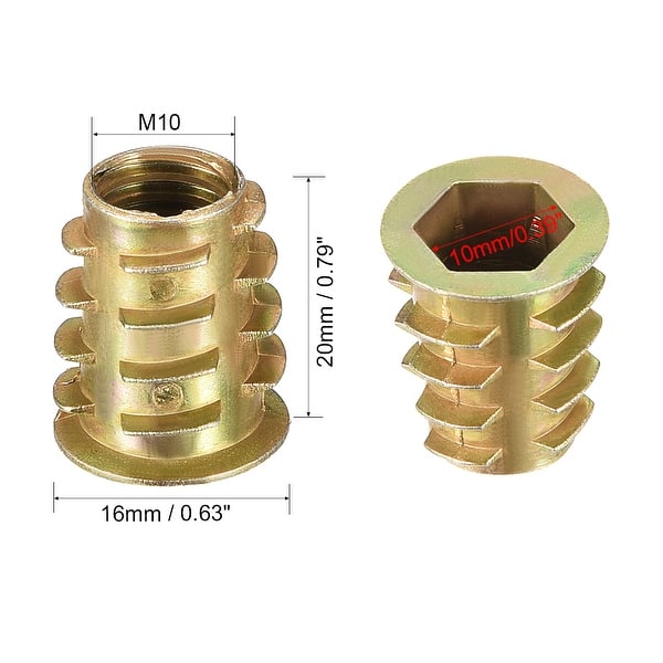 Threaded s Zinc Alloy Hex Socket M10 Internal Threads 20mm Length 5pcs ...
