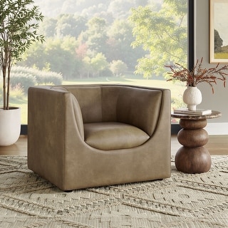 Hilda Curved Back Vegan Leather Armchair - Bed Bath & Beyond - 44013080