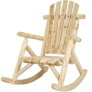 Outdoor Wooden Log Rocking Chair - Adirondack Style - 40"(L) x 27"(W) x ...