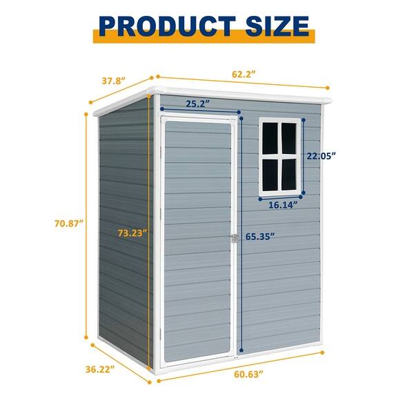 5 x 3 TF Resin Outdoor Storage Shed Kit-Perfect to Store Patio - Bed ...