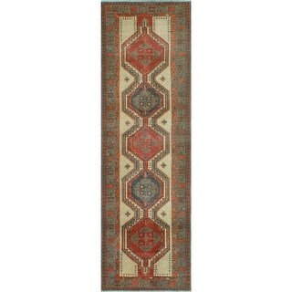 Noori Rug Fine Vintage Distressed Ayaan Burgundy/Ivory Runner - 3'1" x ...