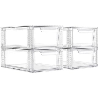 4 Pack Clear Stackable Acrylic Storage Drawers, Multi-Use Organizer ...