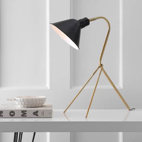 JONATHAN Y Edison 19.25" Metal LED Task Lamp, Black/Brass Gold - On ...