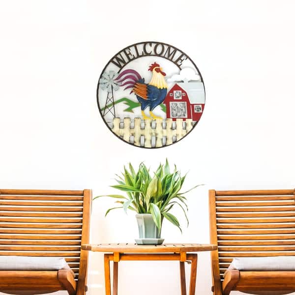 Large Round Rooster and Farm Welcome Decor - On Sale - Bed Bath ...