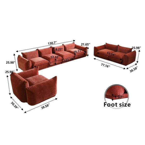 7 Pieces Modular Sectional Sofa Set for Living Room Furniture Sets ...