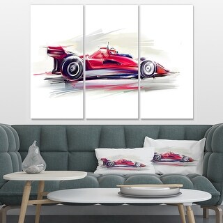 Designart "Red Formula One Car" Digital Art Car Canvas Print - 36x28 ...