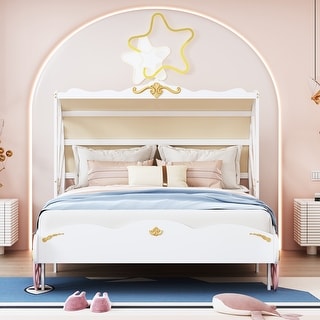 Full Size Princess Bed Platform Bed Frame Carriage-Shaped Design ...