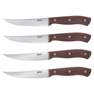 Oster Whitmore 4 Piece Stainless Steel Steak Knife Set with Mango Wood ...