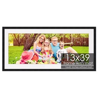 13x39 Frame with Mat - Black 16x42 Frame Wood Made to Display Print or ...