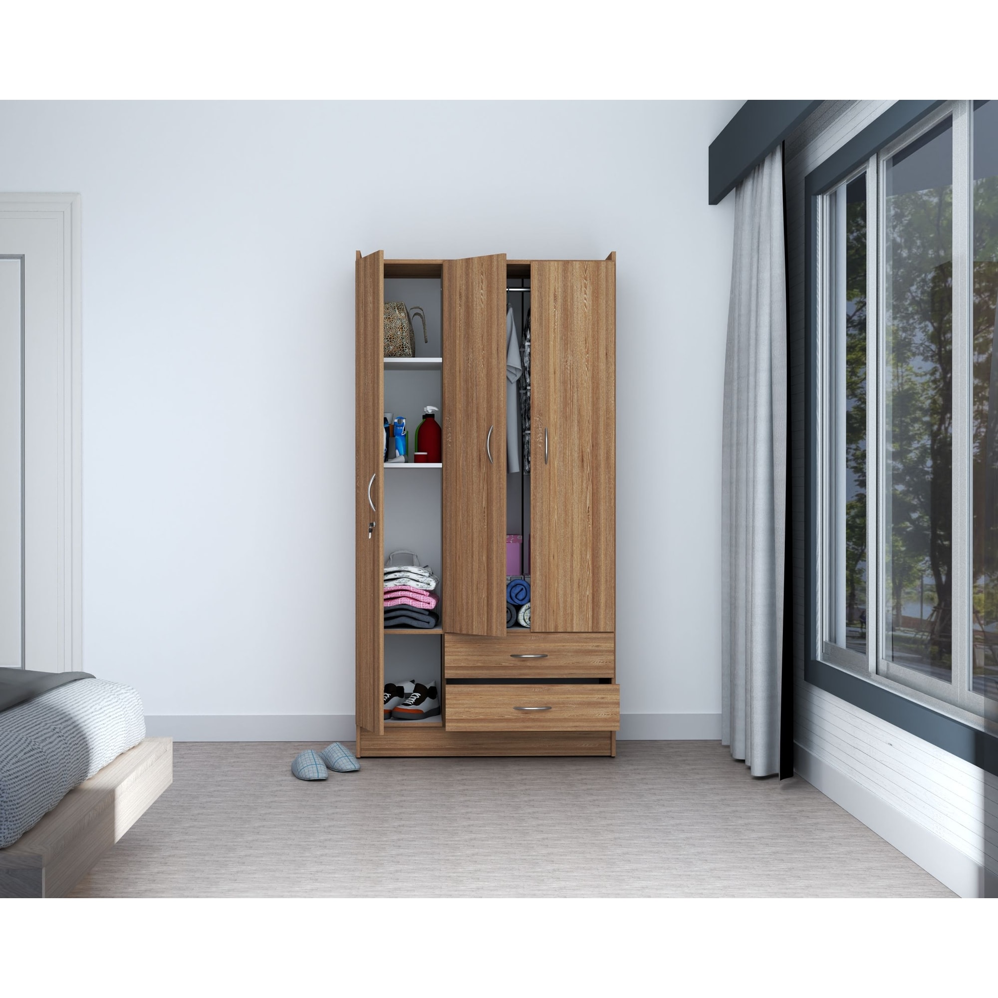 Modern & Contemporary, Oak Finish Armoires and Wardrobes - Bed Bath ...