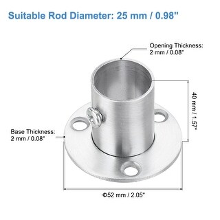 Closet Rod Bracket, Flange Closet Holder for 25mm Diameter Rod, Silver ...