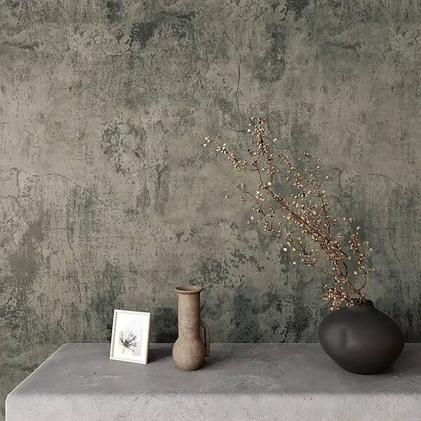 Cement Wall Stone Grey color Peel and Stick Wallpaper 24''x 10'L - Bed ...
