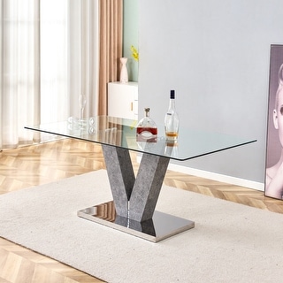 Modern Minimalist Rectangular Glass Dining Table for 4-8 people with 0. ...