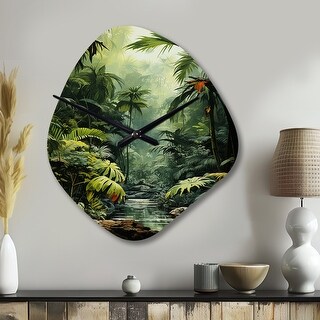 Designart - Sounds Of The Jungle - Jungle Large Wall Clock in Nebula ...