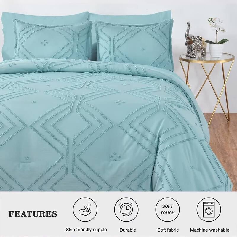 Shatex Tufted Comforters Bedding Set- 3 Piece - Overstock - 36293845