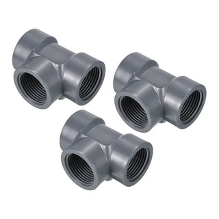 3Pcs UPVC Pipe Fitting 1PT Female Thread Tee Socket Hose Connector Gray ...