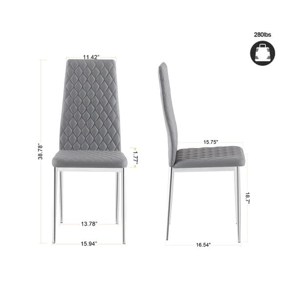 Modern Simple Diamond Grid Pattern Dining Chair with Metal legs,Set of ...