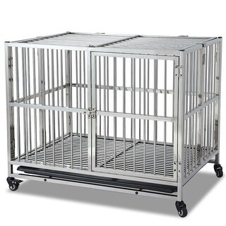 38" Dog Crate Heavy Duty Indestructible Steel Escape Proof Dog Cage ...
