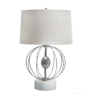 1-Light Silver Base Frame and White Marble Base Table Lamp - Bed Bath ...
