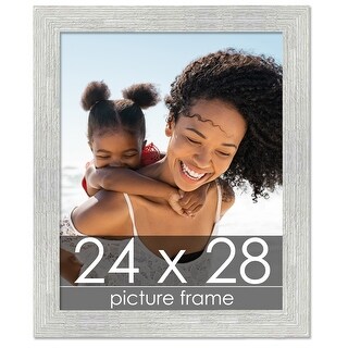 24x28 Distressed/Aged White Washed Complete Wood Picture Frame with UV ...