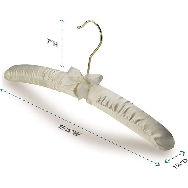 Premium Heavy Duty Thick Satin Padded Hangers Anti Slip - Ivory, Set of ...