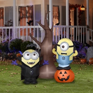 Gemmy Airblown Minions w/Tree and Pumpkin Scene Universal, 5.5 ft Tall ...