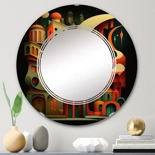 Designart 'Geometric Graffiti IV' Printed Modern Geometric Wall Mirror ...