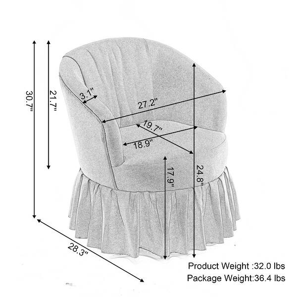 Linen Accent Swivel Chair Auditorium Chair with Pleated Skirt - Bed ...