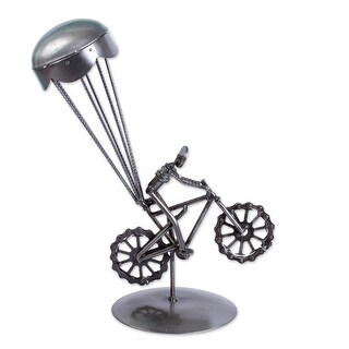 Novica Handmade Floating Bicycle Recycled Metal Auto Part Sculpture ...