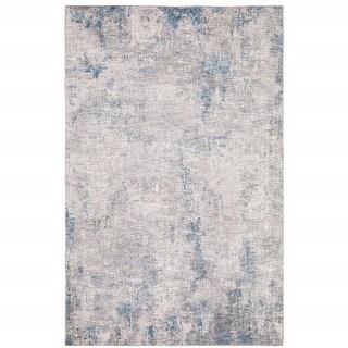 5' X 7' Grey And Blue Abstract Power Loom Stain Resistant Area Rug - 3 ...