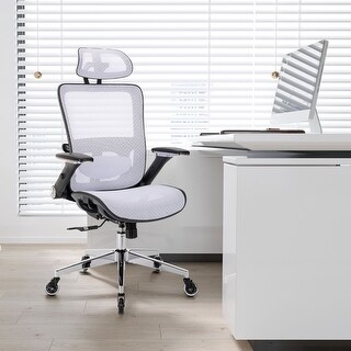 White Mesh Office Chair Ergonomic Desk Chair with Lumbar Support - Bed ...